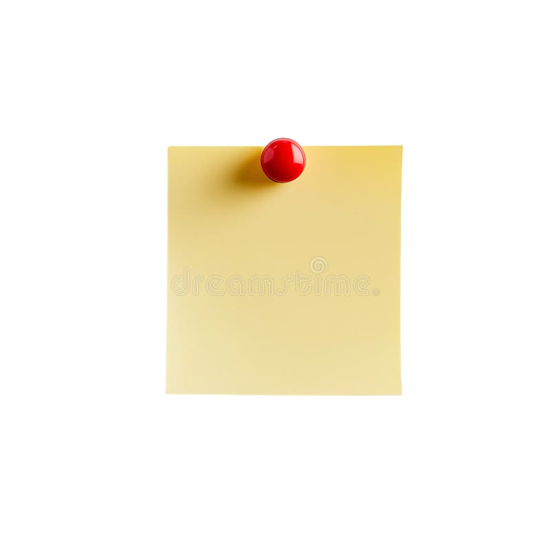Yellow Sticky Note Pinned on Board with a Transparent Background Stock ...