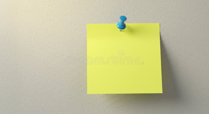 Yellow Sticky Note Pinned To a Wall with a Blue Tack, Symbolizing a ...