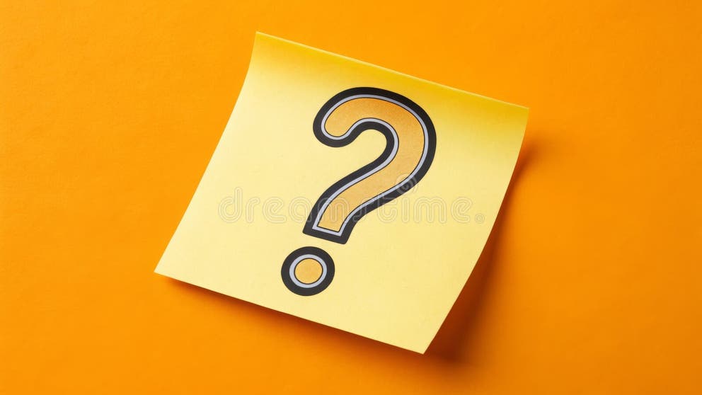 Yellow Sticky Note Question Mark, Minimalist Design, Orange Background ...