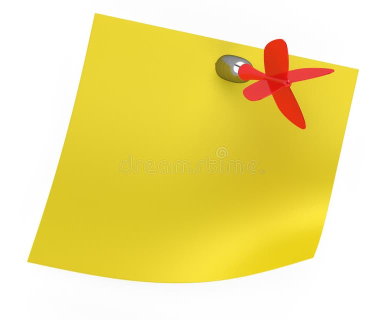 Yellow Sticky Note with Red Dart Stock Illustration - Illustration of ...