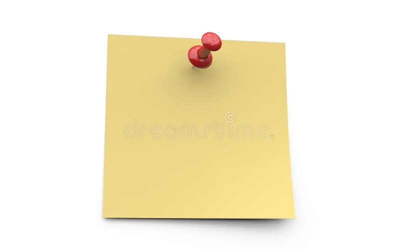 Yellow Sticky Note with Red Pin Stock Illustration - Illustration of ...
