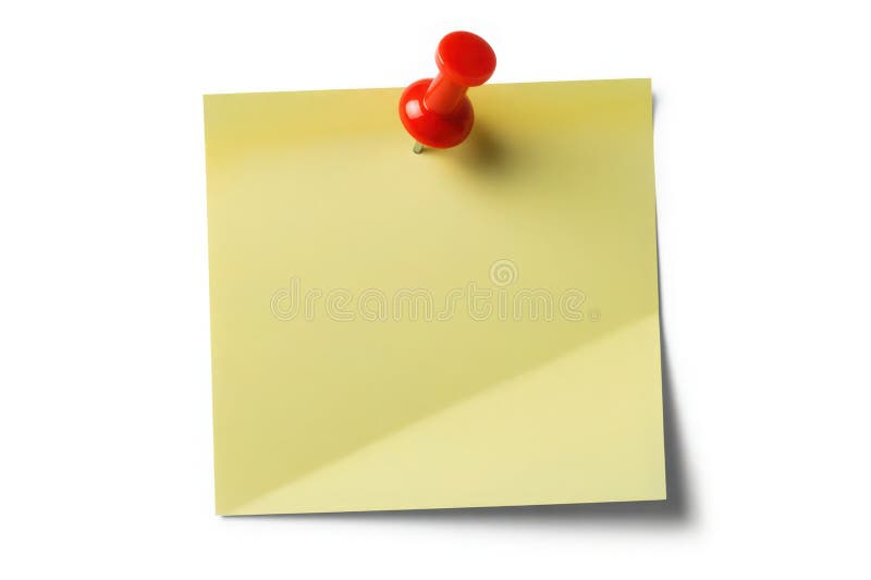 Yellow Sticky Note with Red Push Pin on White Background a Simple ...