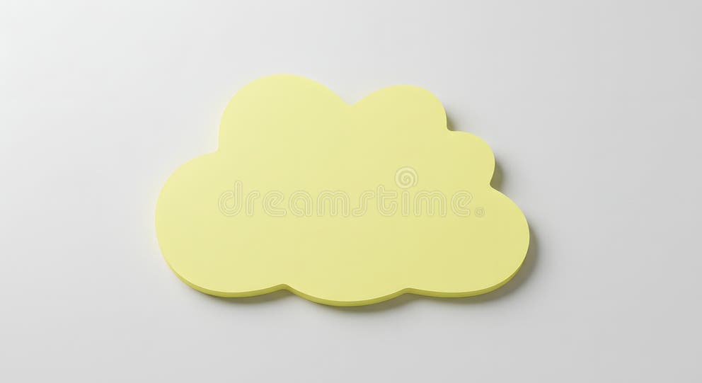 Yellow Cloud-shaped Sticky Note on White Surface, Ai Generated Stock Illustration - Illustration ...