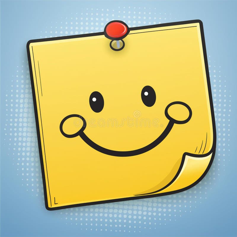 Yellow Sticky Note with Smile Happiness Satisfaction Vector Stock ...