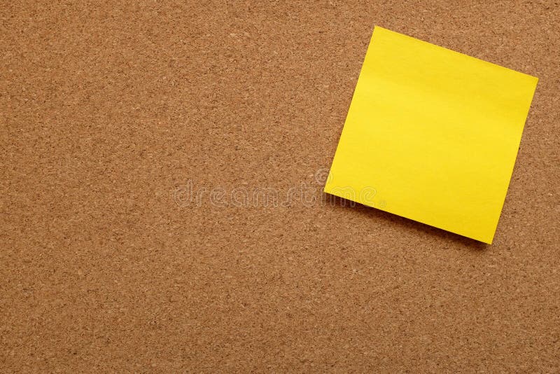 Yellow Sticky Note Stuck on Cork Board Stock Image - Image of soft ...