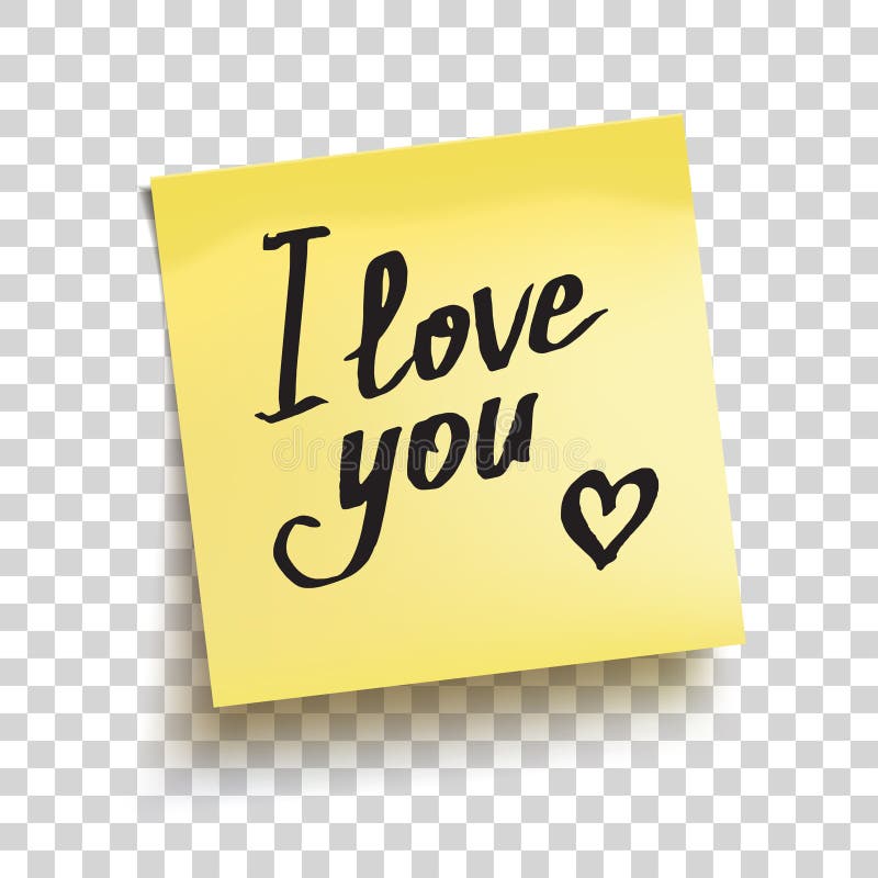 Yellow Sticky Note with Text `I Love You!`. Vector Stock Vector ...