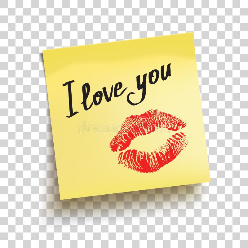 Yellow Sticky Note with Text `I Love You!`. Vector Stock Vector ...