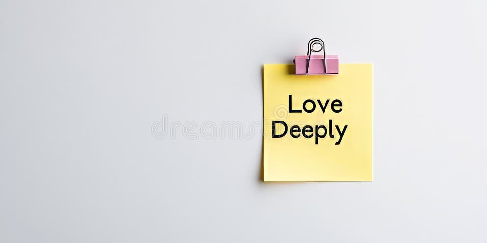 Yellow Sticky Note with Text Love Deeply on a White Background. Love ...
