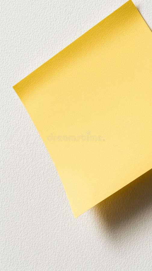 Yellow Sticky Note on Textured White Background with Shadow, AI ...