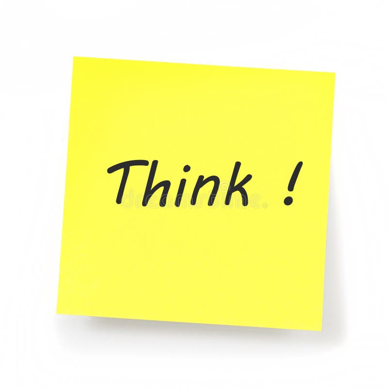 Yellow Sticky Note - Think! Stock Image - Image of stuck, concepts ...