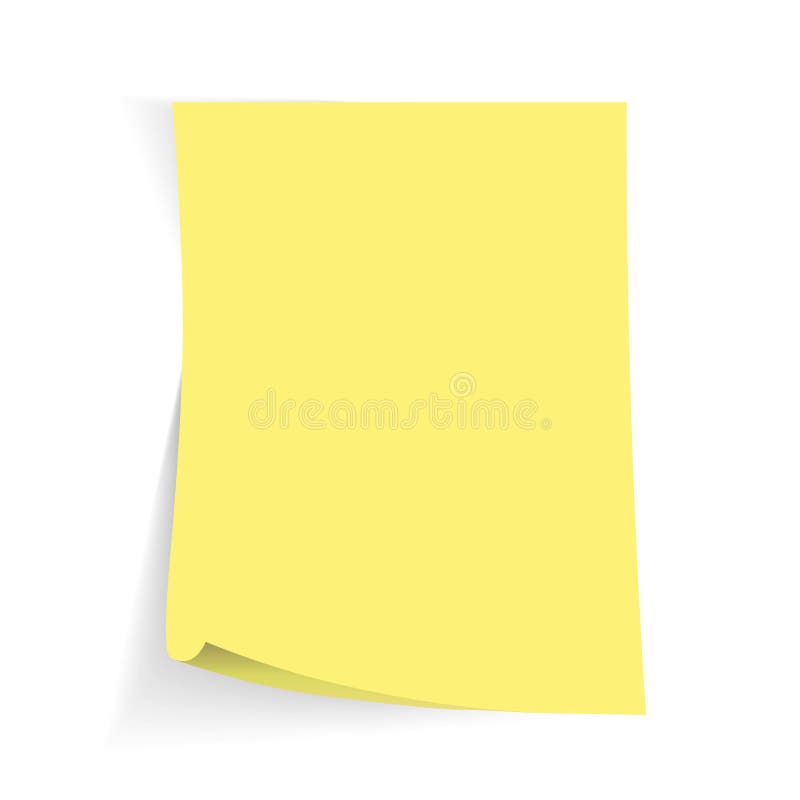 Yellow Sticky Note with Transparent Shade Stock Vector - Illustration ...