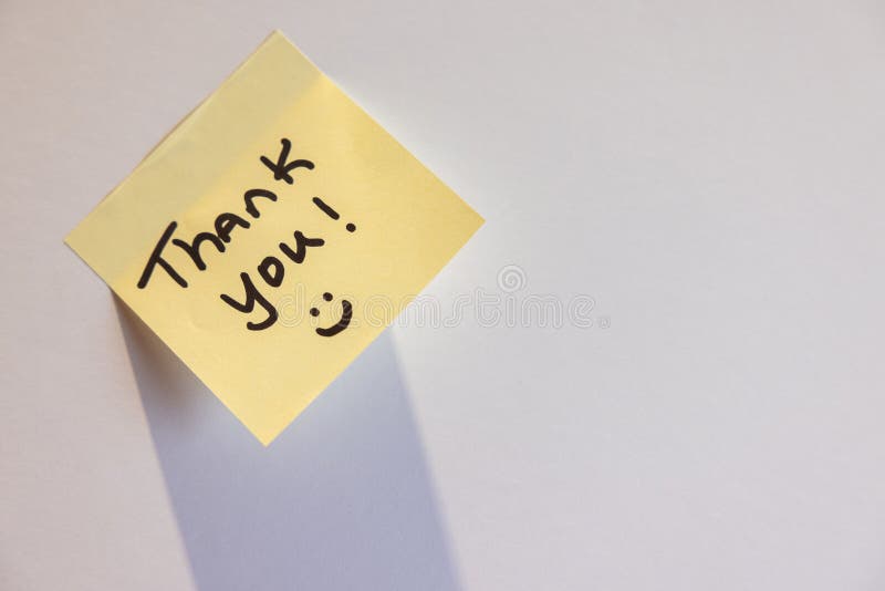 A Yellow Sticky Note with the Words "thank You" Written on it Stock ...