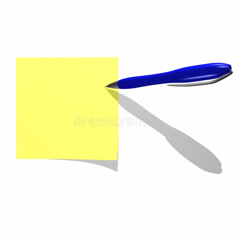 Yellow Sticky Note Write Pen Stock Illustration - Illustration of mail ...