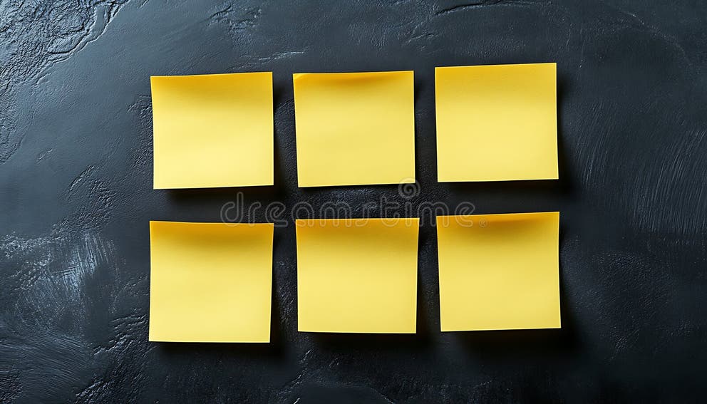 Yellow Sticky Notes on Dark Background (1 Stock Photo - Image of paper ...