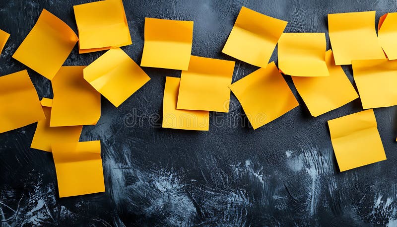 Yellow Sticky Notes on Dark Surface Stock Image - Image of reminder ...