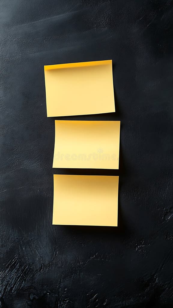 Yellow Sticky Notes on Dark Surface Stock Image - Image of planning ...