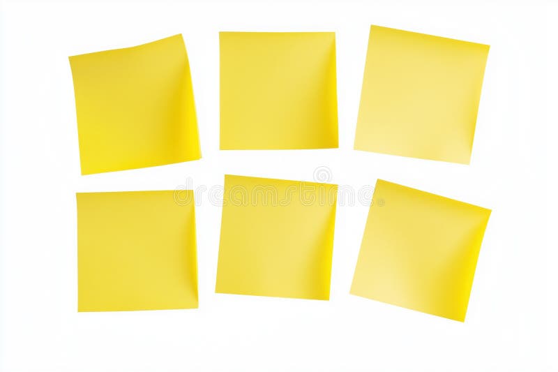 Yellow Sticky Notes Isolated on Transparent Background. Six Notes ...