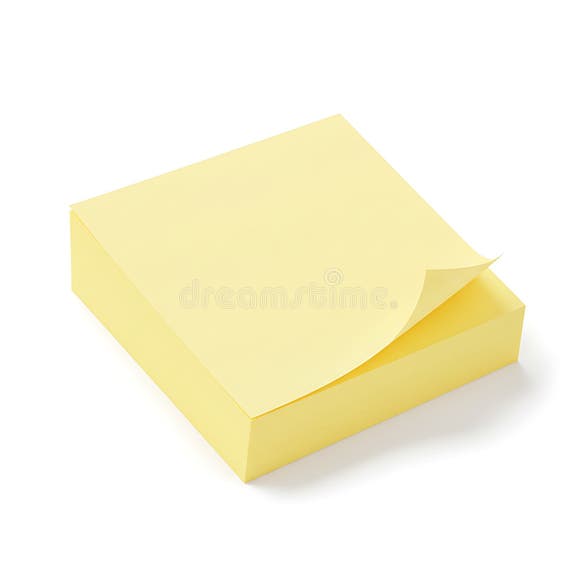 Yellow Sticky Notes Pad on White Background with One Curled Corner ...