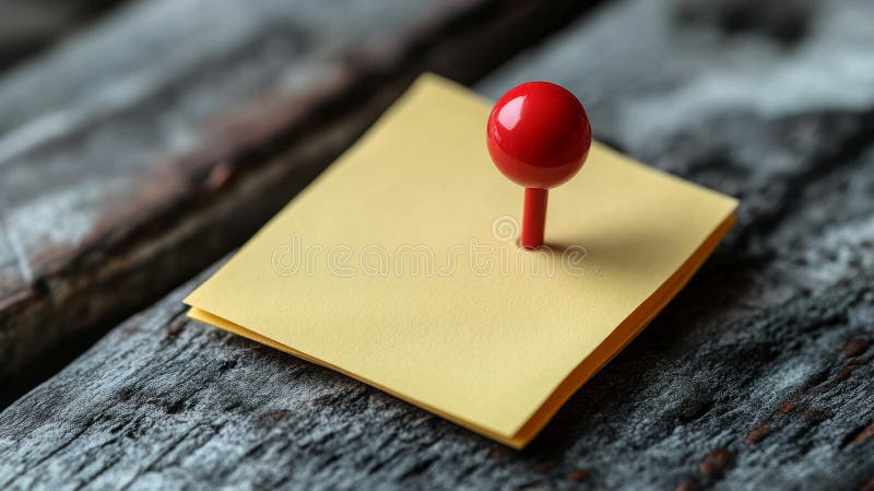 Yellow Sticky Notes with Red Push Pin Generative AI Stock Illustration ...