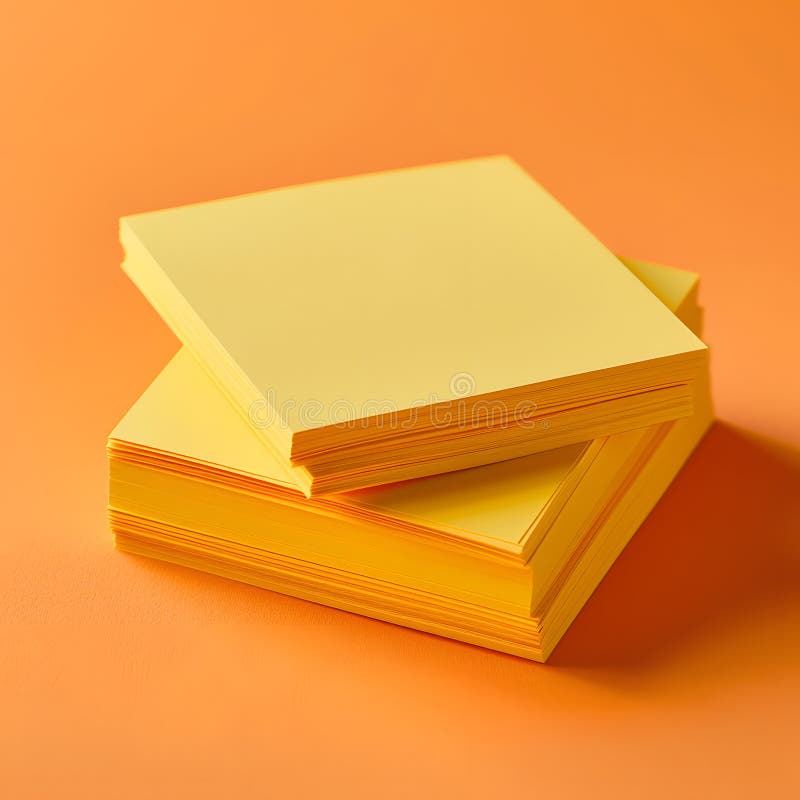 Yellow Sticky Notes Stacked on Rectangle Wood Surface Stock Image ...