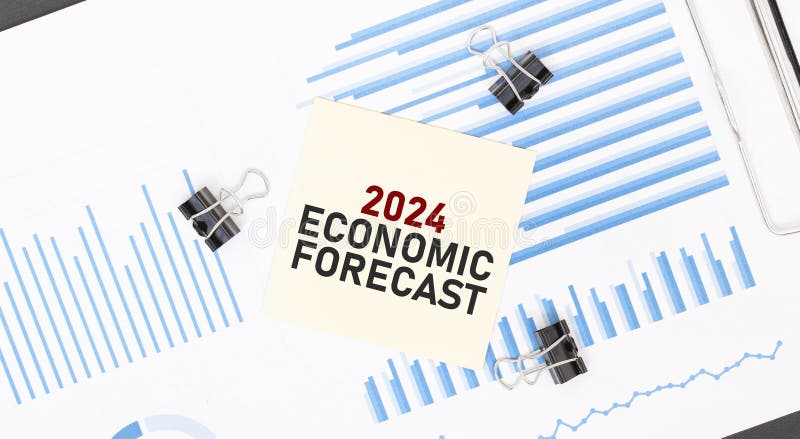 Yellow Sticky Notes with Text 2024 ECONOMIC FORECAST, on the White ...