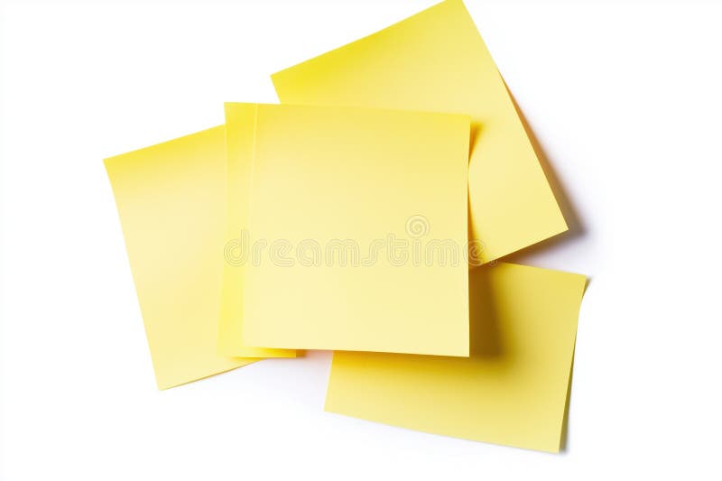 Yellow Sticky Notes in Various Sizes Stacked on Isolated Transparent ...