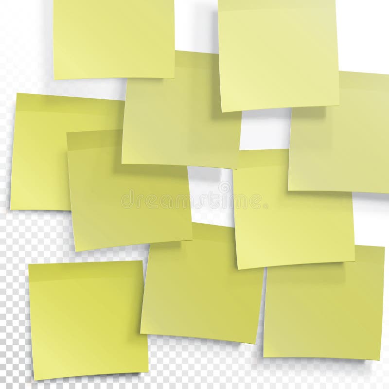 Yellow Sticky Notes. Vector Editable Template on Transparent Background ...