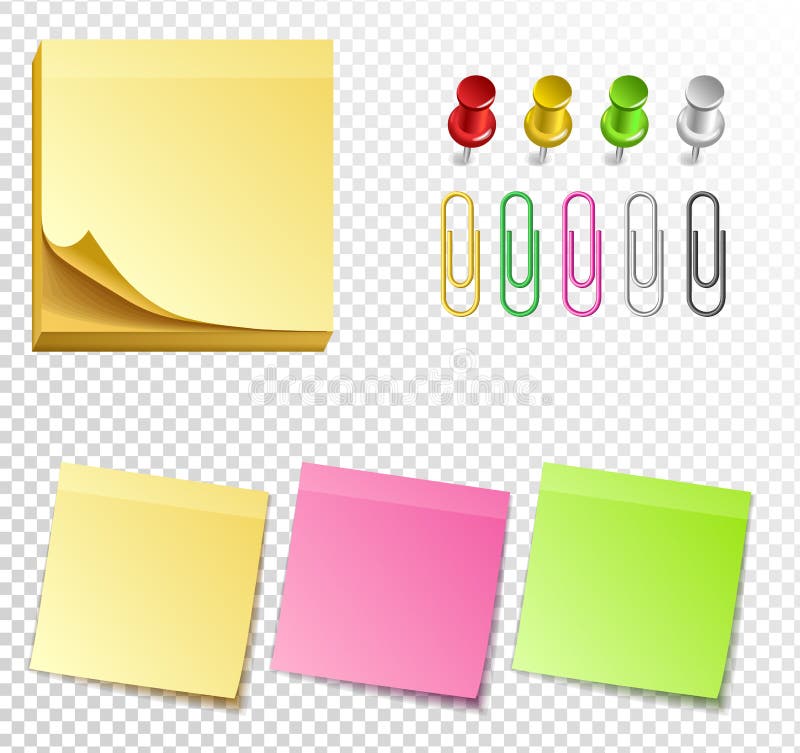 Yellow Sticky Notes, Vector Illustration Stock Vector - Illustration of ...
