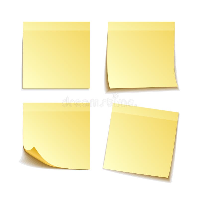 Yellow Sticky Notes, Vector Illustration Stock Vector - Illustration of ...