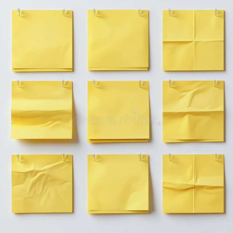 Yellow Sticky Notes Wall Organization Ideas Isolated on White ...