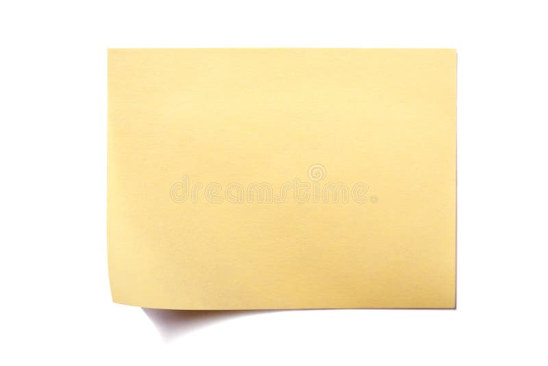 One Single Yellow Sticky Post Note Isolated on White Stock Image ...