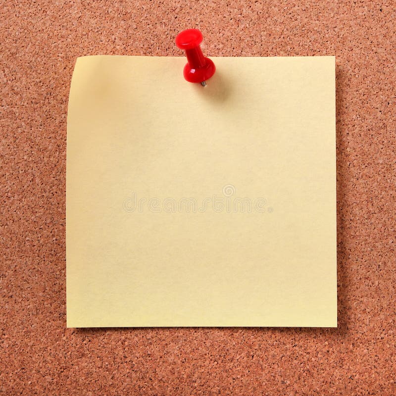 Yellow Sticky Post Note with Red Pin Isolated on White Stock Image ...