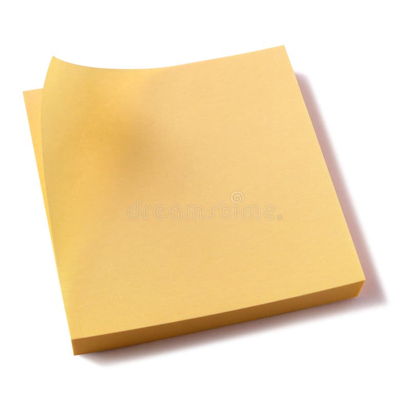 Yellow Square Sticky Post Note with Pushpin Isolated on White Stock ...