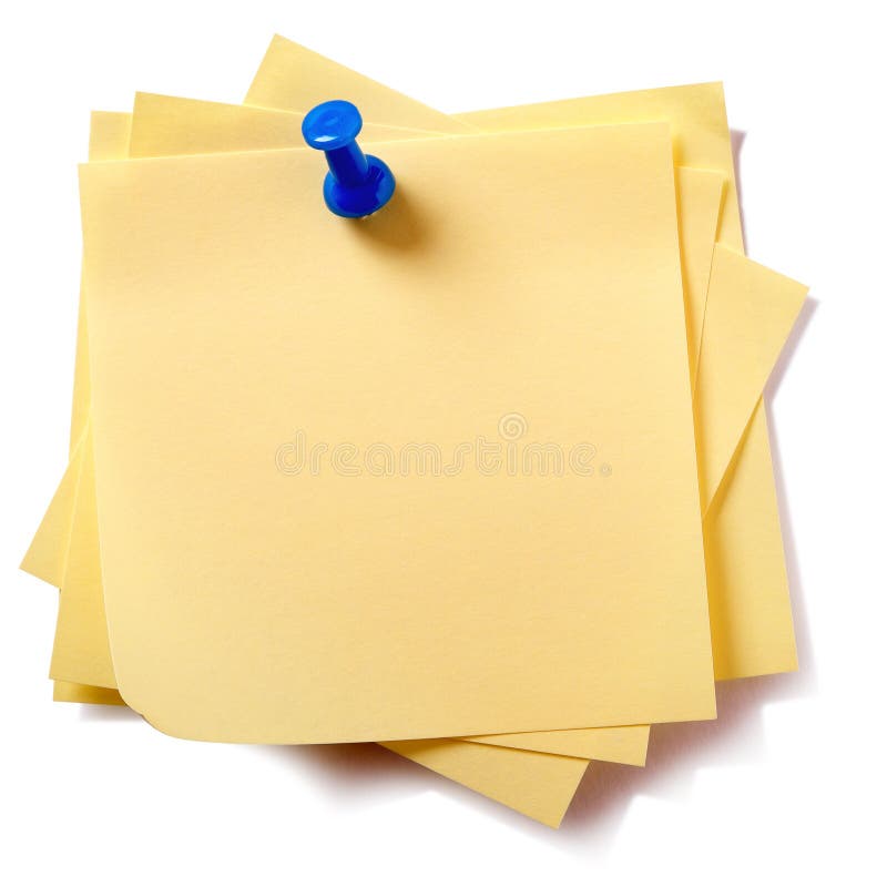 Yellow Sticky Post Note with Red Pin Isolated on White Stock Image ...