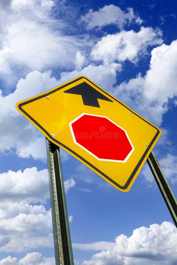 Yellow Stop Sign with an Arrow Stock Image - Image of driving ...