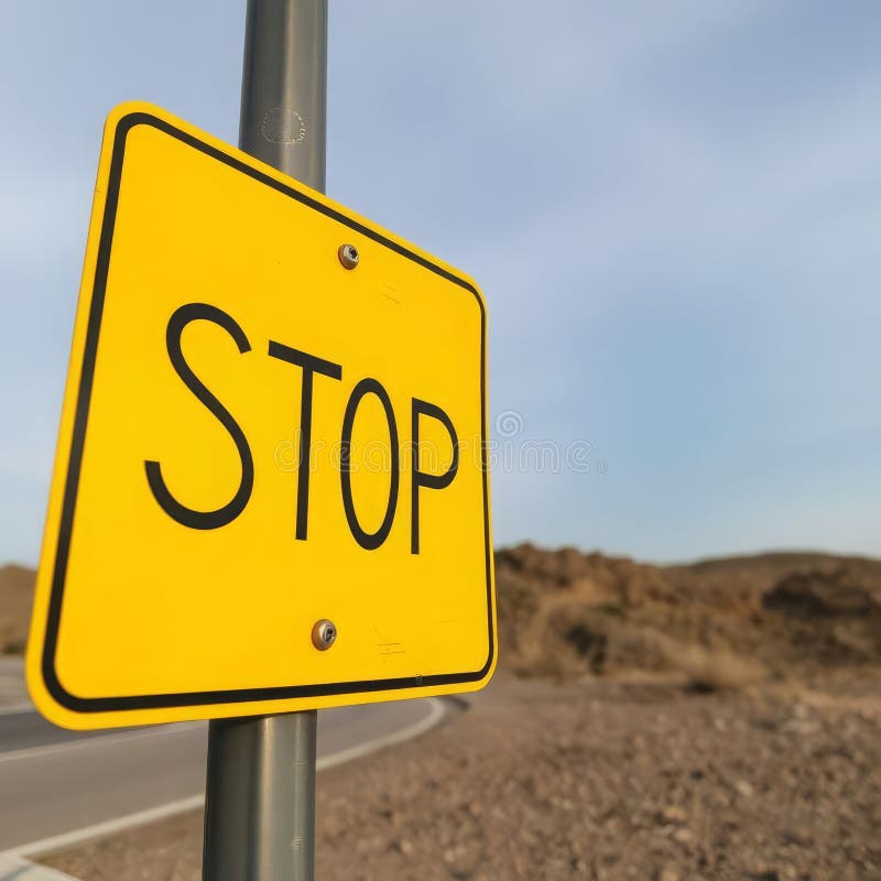 Yellow Stop Sign with an Arrow Stock Image - Image of driving ...