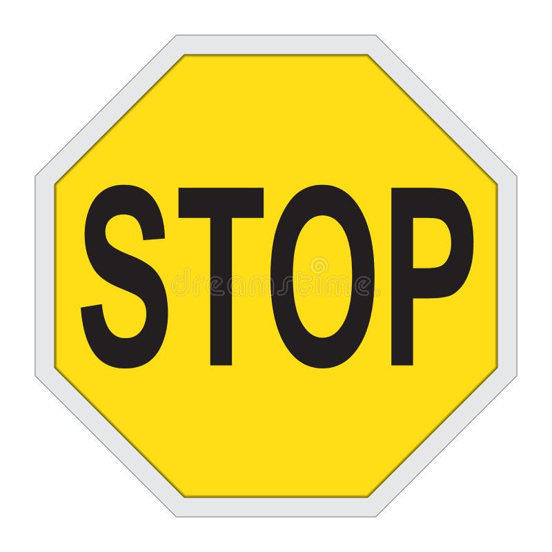 Yellow Stop Sign Isolated on White Stock Vector - Illustration of drive ...