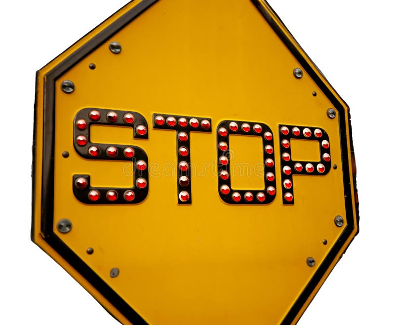 A Yellow Stop Sign Sitting on the Side of a Road with Stop Sign. Stock ...