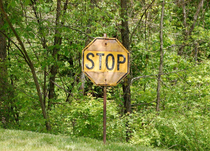 Yellow Stop Sign-1 stock photo. Image of trees, outdoors - 33215866