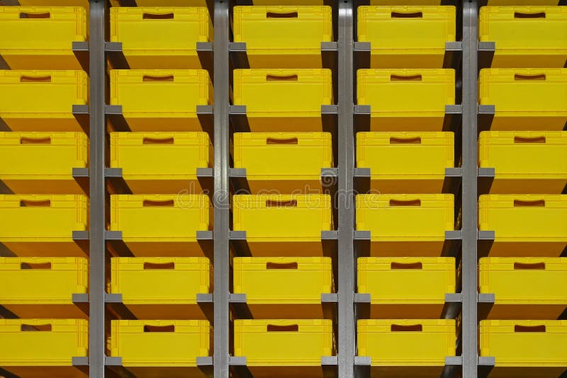 Yellow Storage Unit Facility Doors Rolled Up From The Inside Stock ...