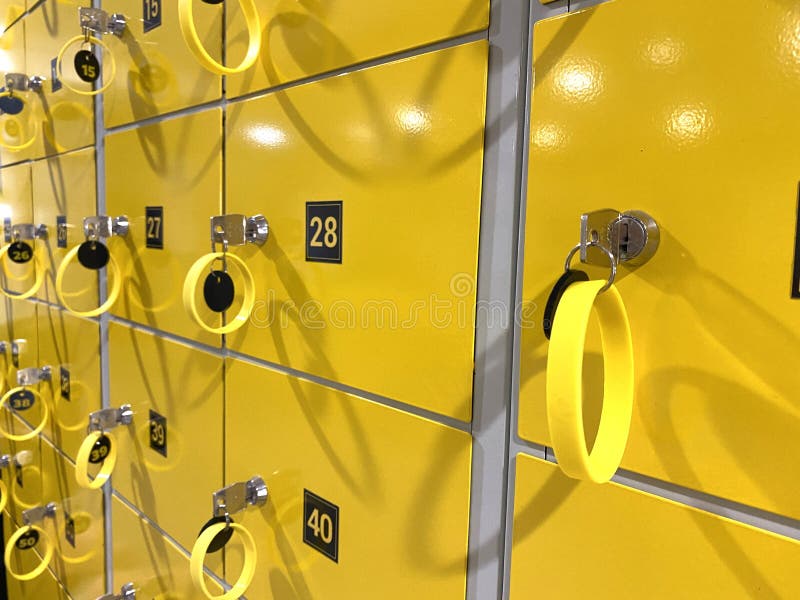 Yellow Storage Lockers with Keys Stock Image - Image of storage ...