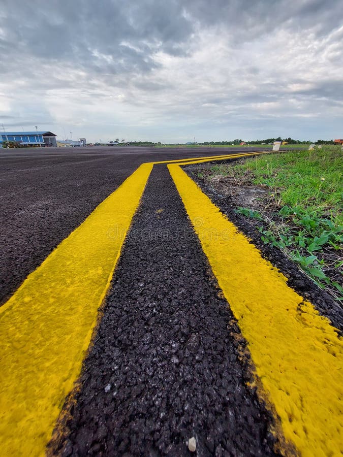 Yellow Straight Lines in Street Stock Image - Image of yellow, line ...