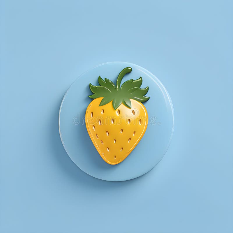 Yellow Strawberry on Blue Background Logo Isolated Stock Illustration ...