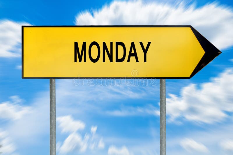 Monday Sign Lettering on Blue Stock Image - Image of phrase, background ...