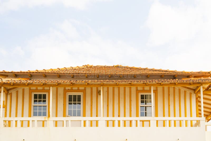 Yellow Striped House on the Coast Stock Image - Image of building ...