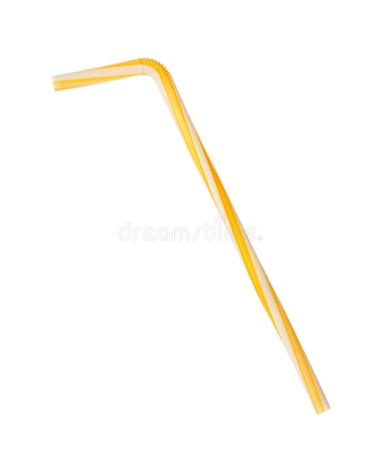 Yellow Striped Plastic Straw for Drink Isolated on White Stock Image ...