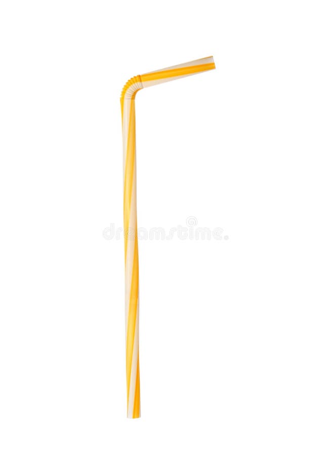 Yellow Striped Plastic Straw for Drink Isolated on White Stock Image ...