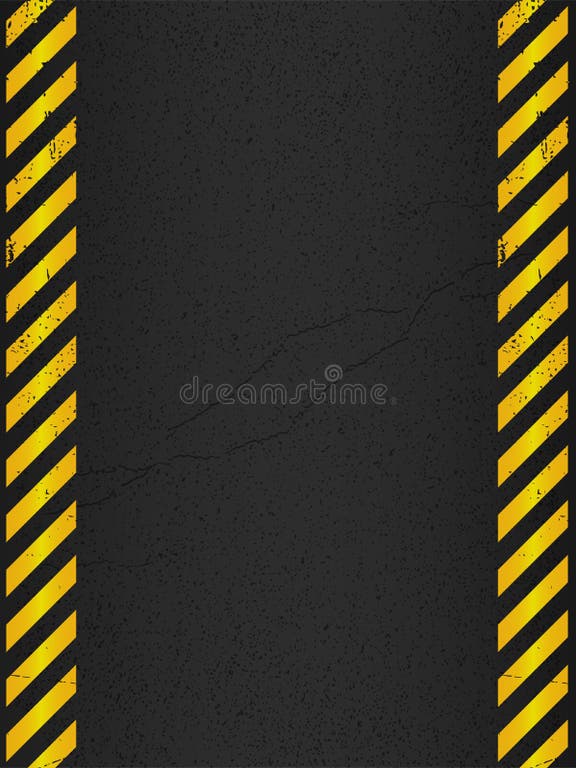Yellow Stripped Rectangle on Black Background. Blank Warning Sign ...