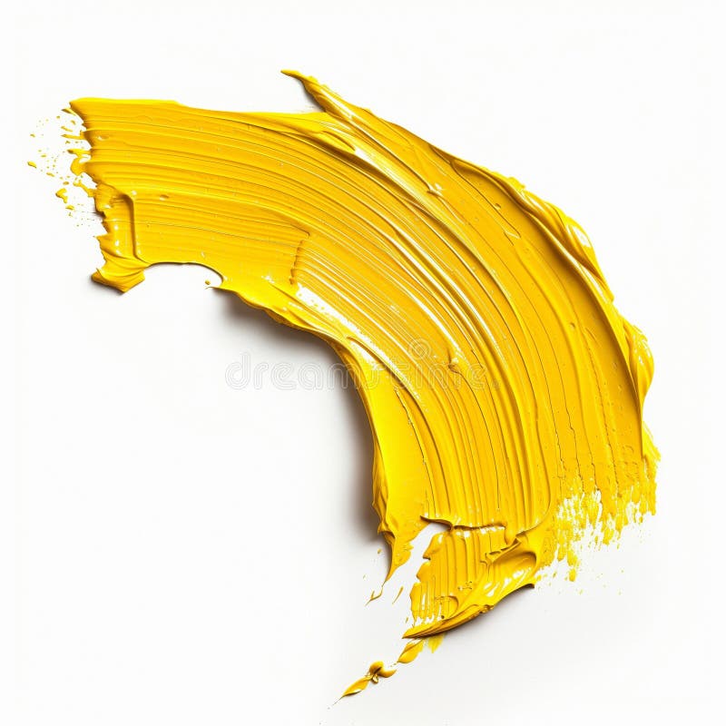 Yellow Stroke on the Paint, Isolated on a White Background Stock Image ...