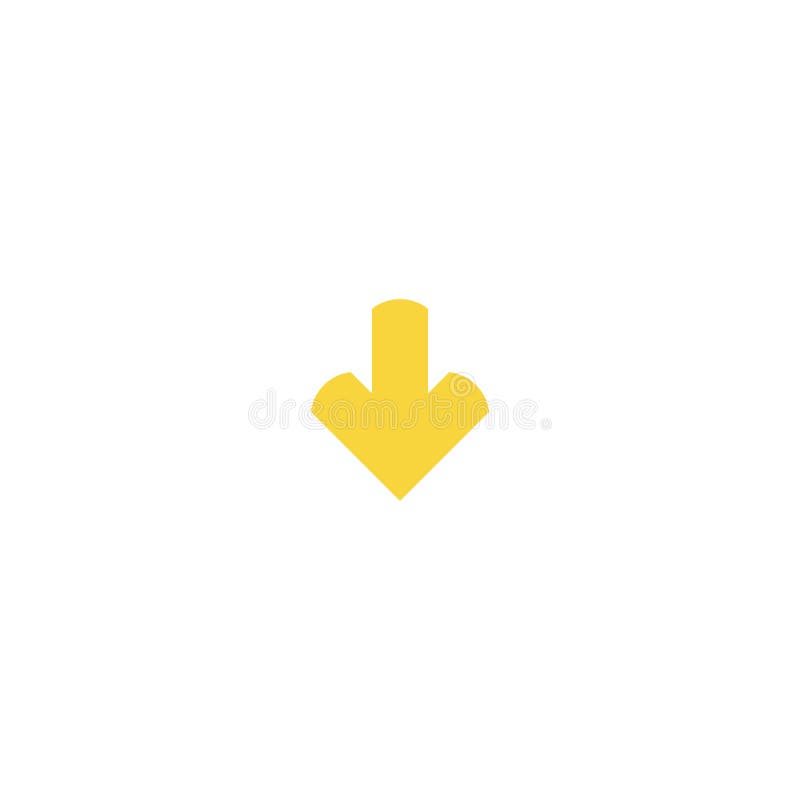 Yellow Stylish Arrow Down Icon. Download Sign Stock Illustration ...